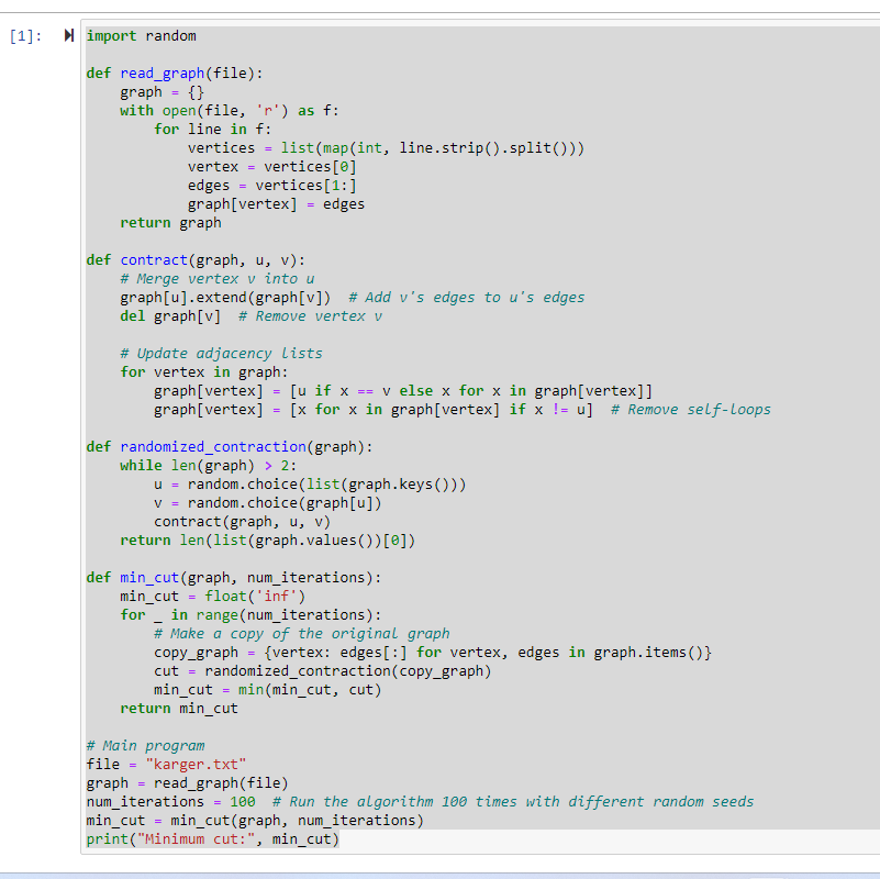 kargerMinCut TXT File The file contains the adjacency | Chegg.com