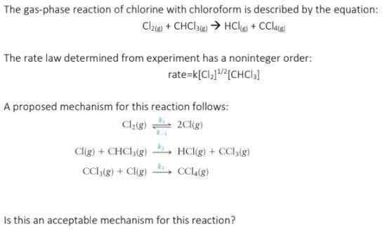 Solved The gas-phase reaction of chlorine with chloroform is | Chegg.com