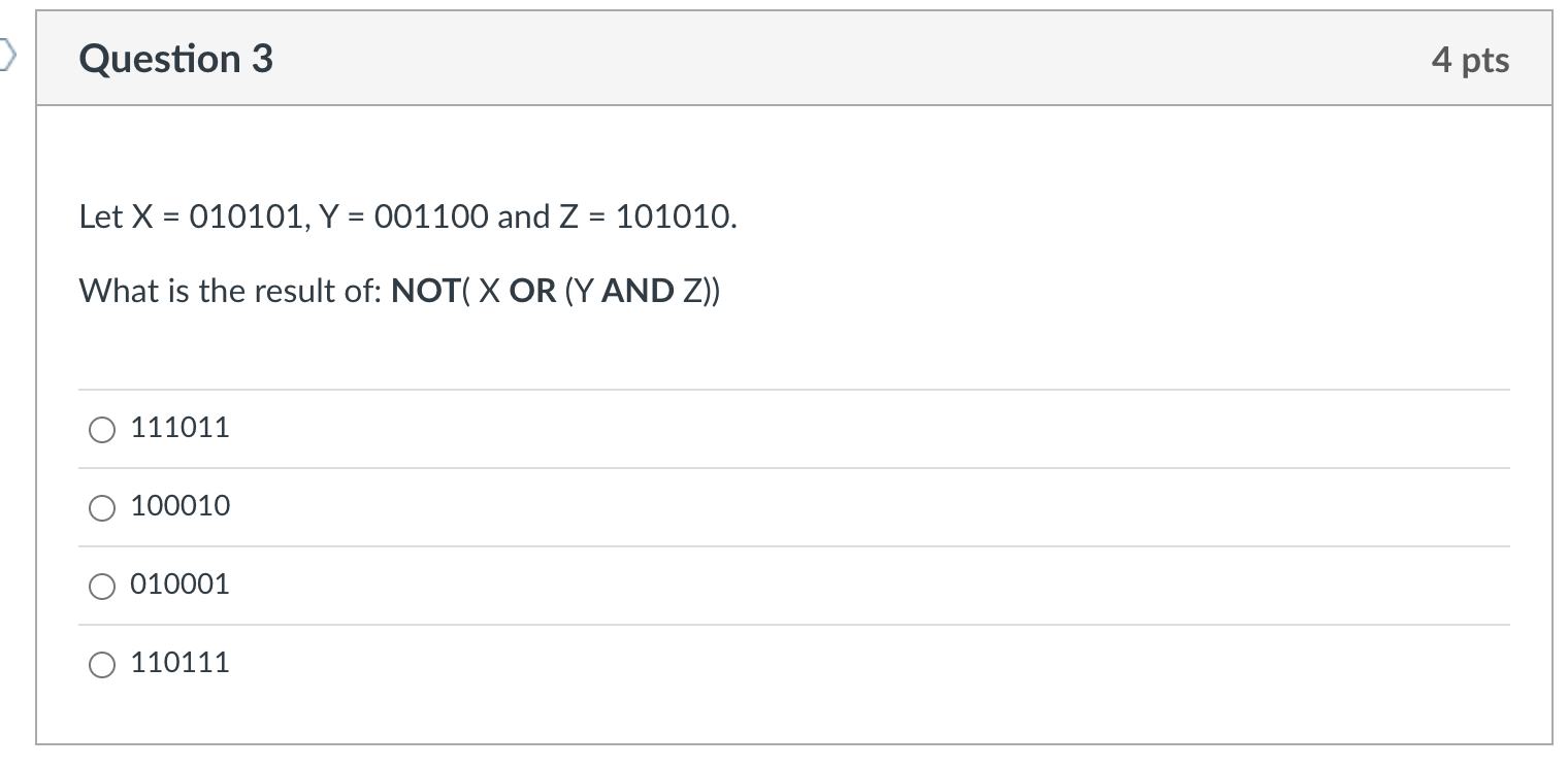 Solved Let X = 010101, Y = 001100 and Z = 101010. What is | Chegg.com
