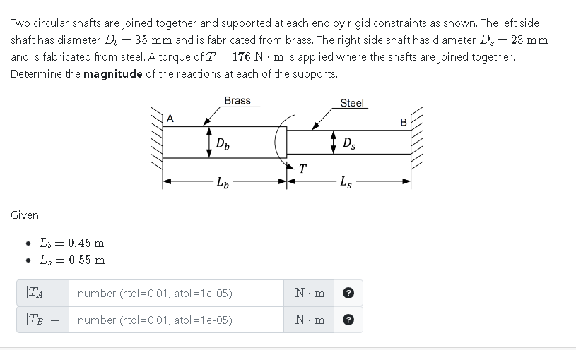 Solved Two circular shafts are joined together and supported | Chegg.com