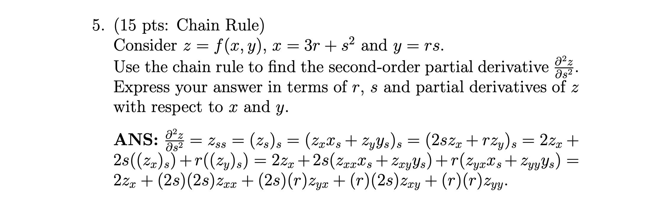 Solved Help with chain rule second order partial | Chegg.com