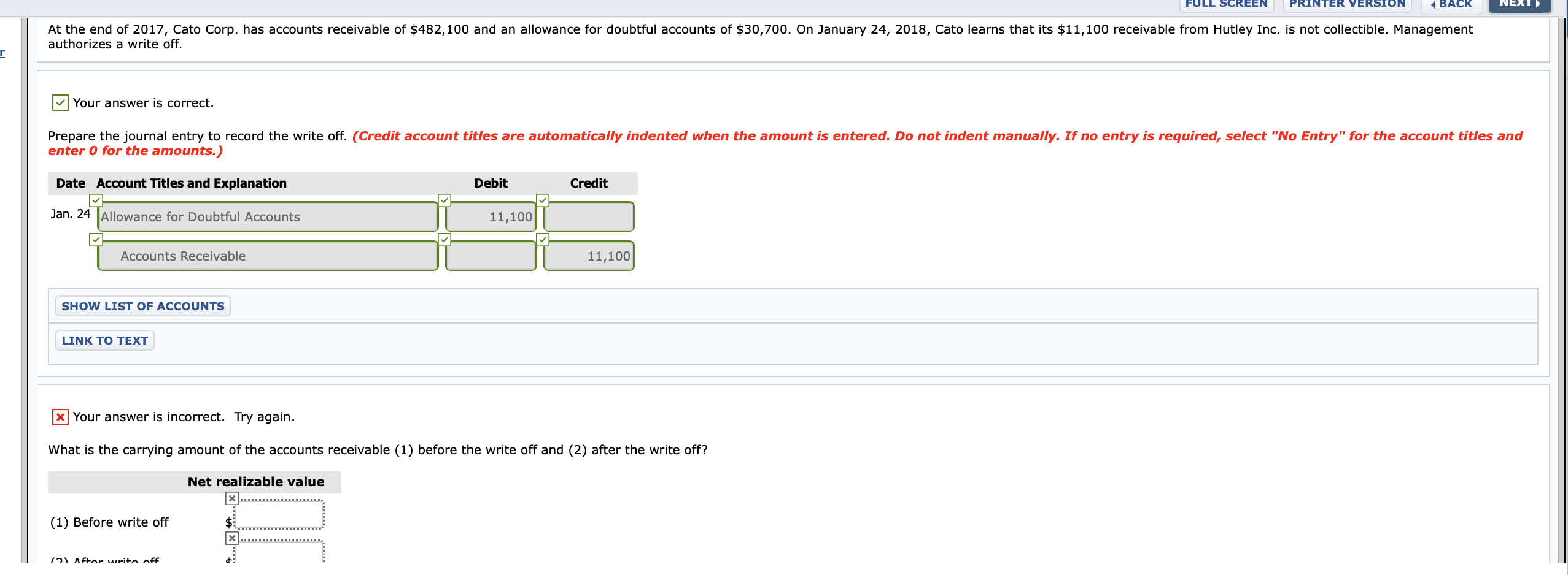 Solved FULL SCREEN PRINTER VERSION BACK NEXT At the end of | Chegg.com
