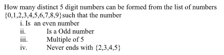 Solved How many distinct 5 digit numbers can be formed from | Chegg.com