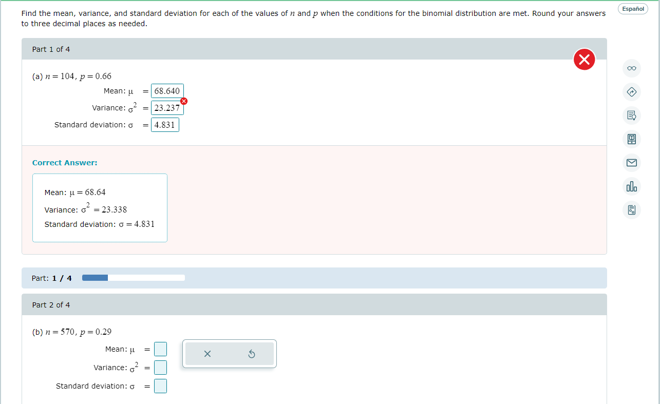 Solved Find the mean, variance, and standard deviation for | Chegg.com