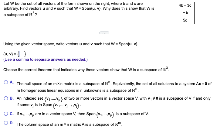 Solved Let W be the set of all vectors of the form shown on | Chegg.com
