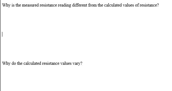 Solved Why is the measured resistance reading different from | Chegg.com