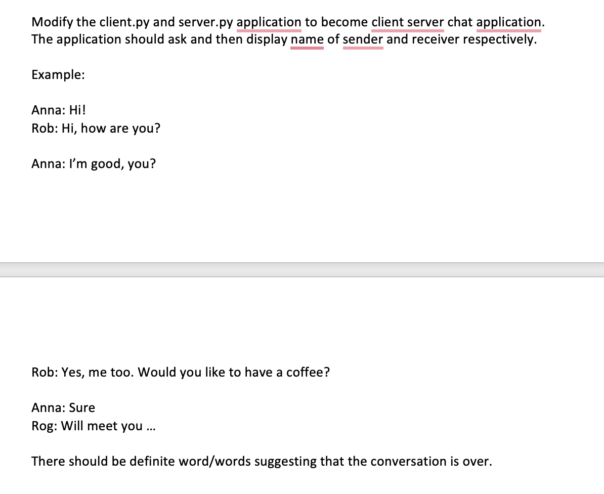 Threshold Task1 Create client for the following | Chegg.com