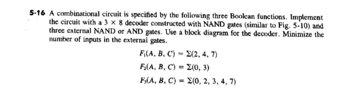 Solved 5-16 A combinational circuit is specified by the | Chegg.com