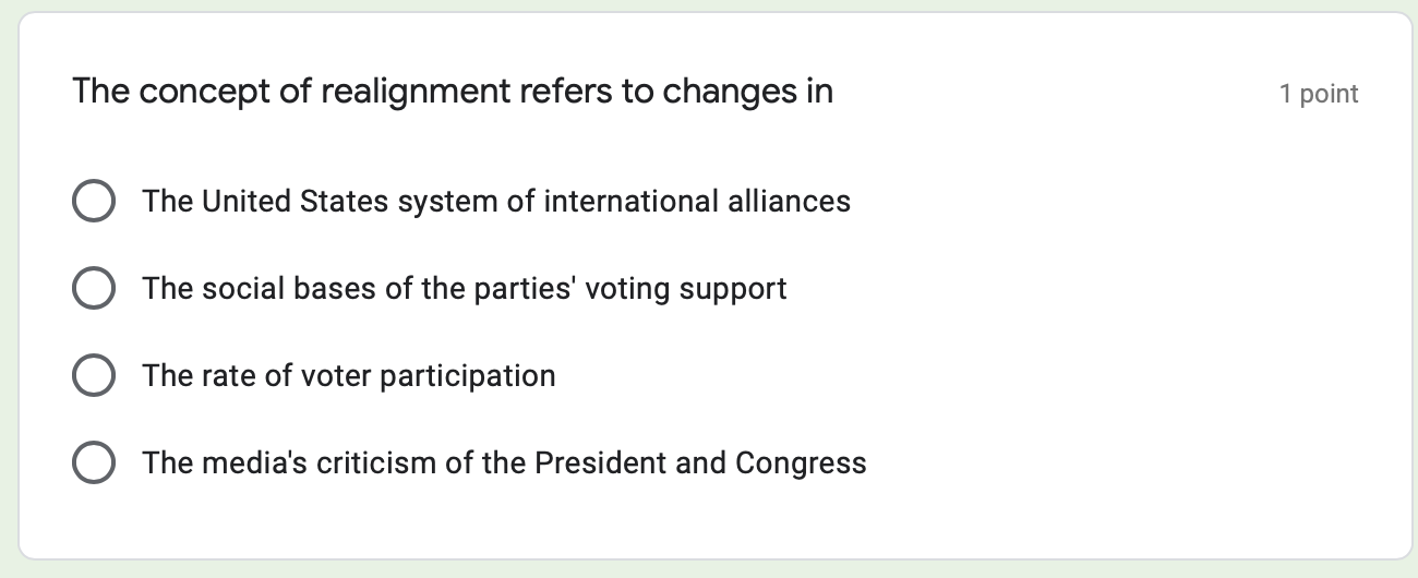 Solved The concept of realignment refers to changes in 1 | Chegg.com