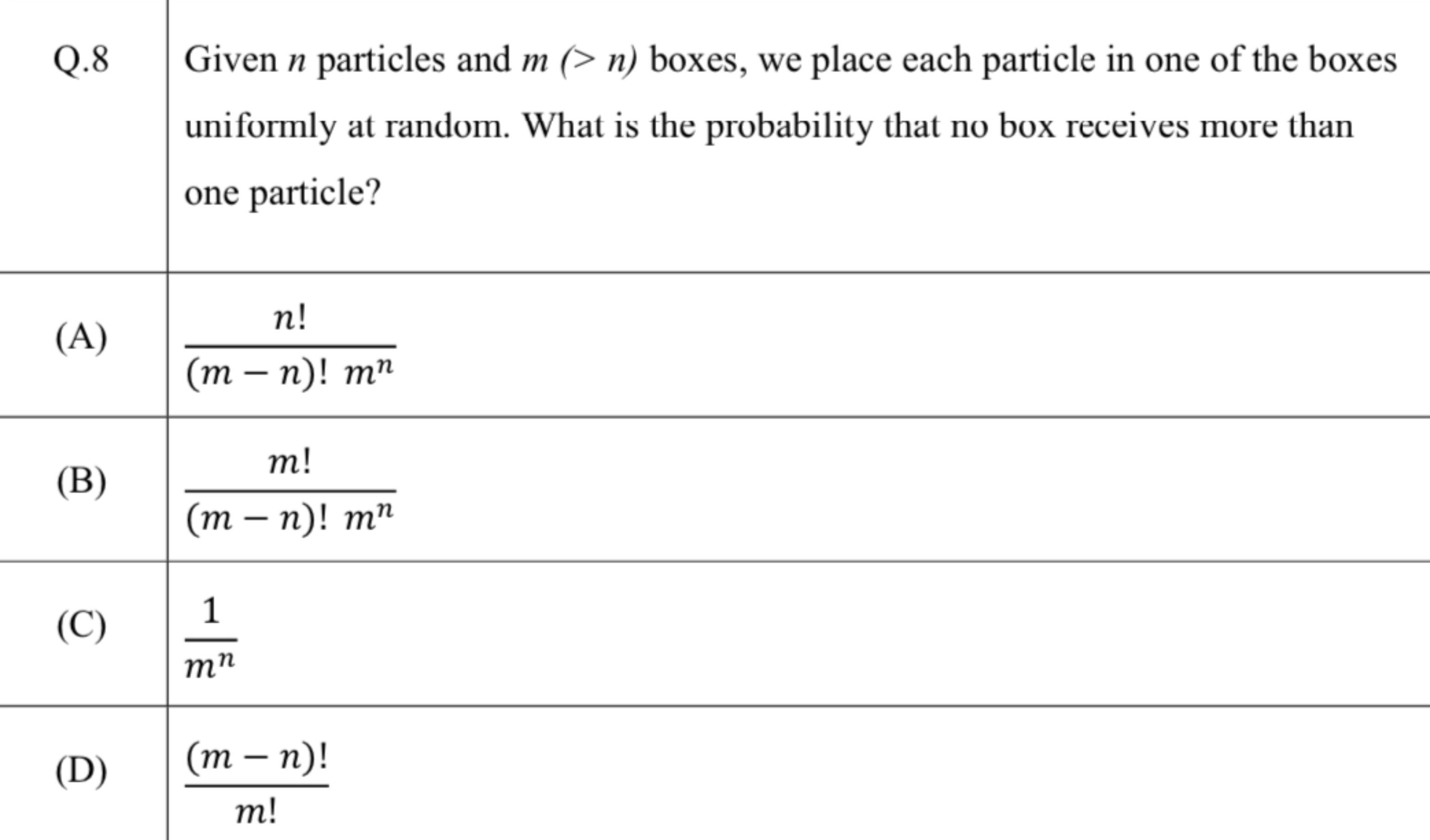 Solved Given n particles and m>n boxes, we place each of the | Chegg.com