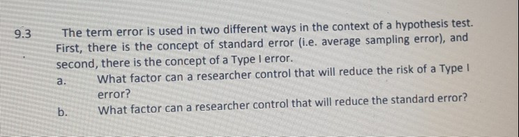 Solved The term error is used in two different ways in the | Chegg.com