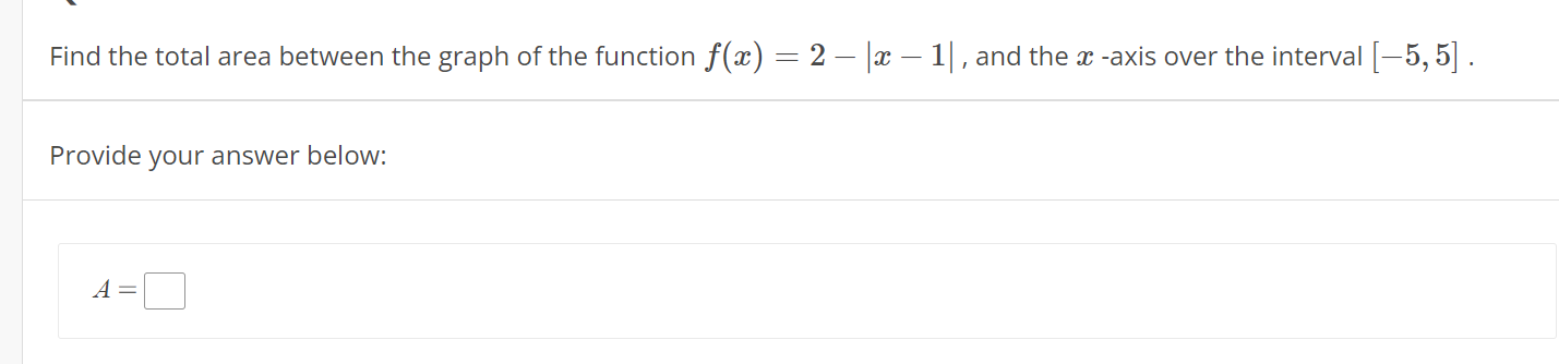 Solved Find the total area between the graph of the function | Chegg.com