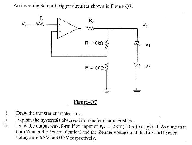 Solved An inverting Schmitt trigger circuit is shown in | Chegg.com