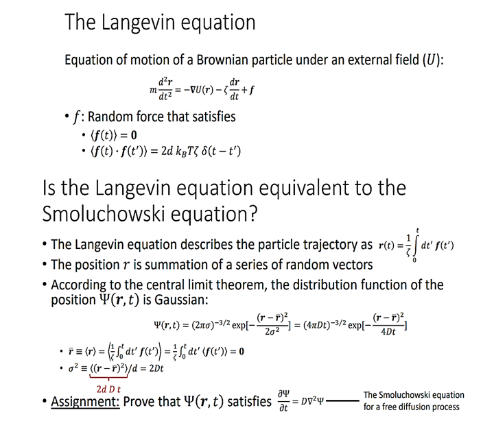 Solved Prove that the Smoluchowski equation is equivalent to | Chegg.com