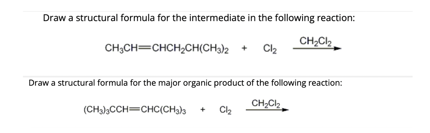 Solved Draw a structural formula for the intermediate in the | Chegg.com