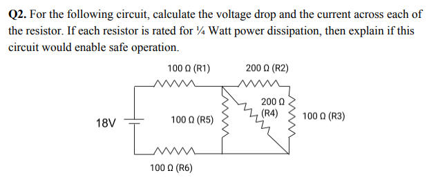Solved Q2. For the following circuit, calculate the voltage | Chegg.com