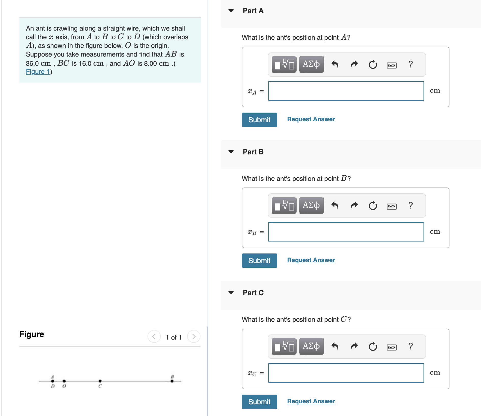 Solved An ant is crawling along a straight wire, which we | Chegg.com