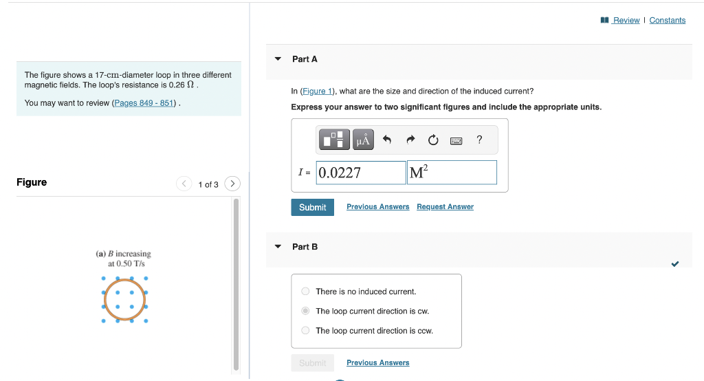 Solved The figure shows a 17-cm-diameter loop in three | Chegg.com