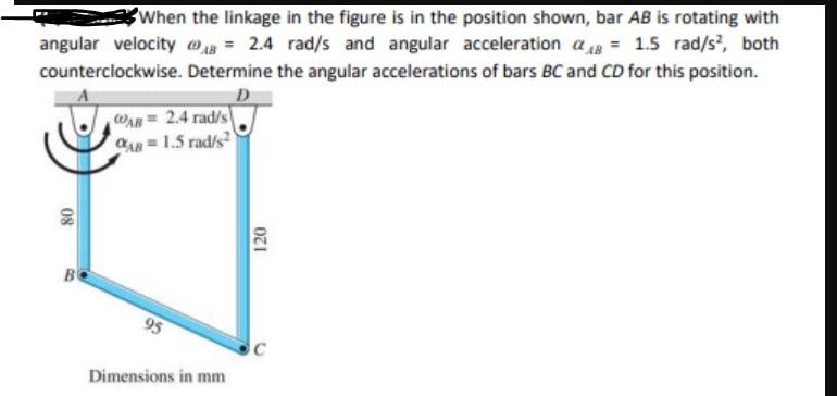 Solved When the linkage in the figure is in the position | Chegg.com