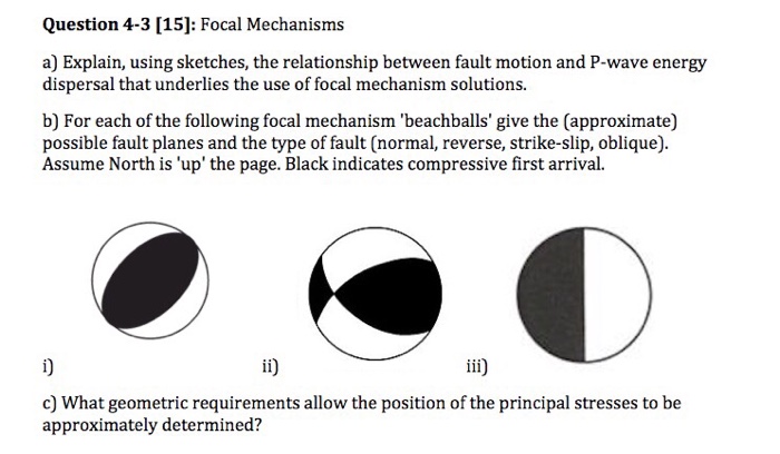 Solved Question 4-3 [15]: Focal Mechanisms a) Explain, using | Chegg.com