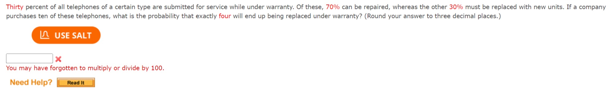 Solved Thirty percent of all telephones of a certain type | Chegg.com