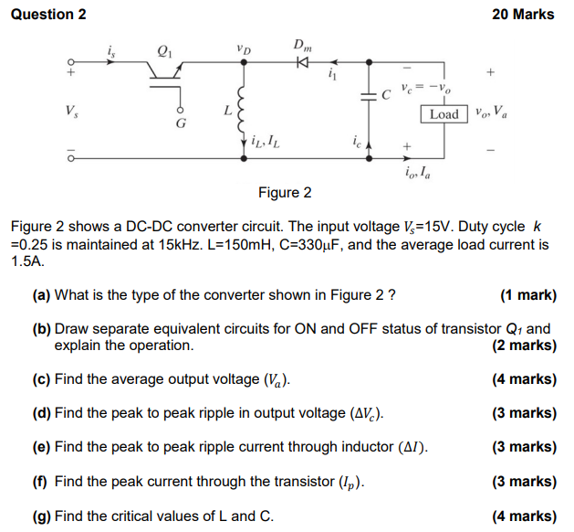 Solved Question 2 20 Marks Q1 Load Vos Va o 1a Figure 2 | Chegg.com