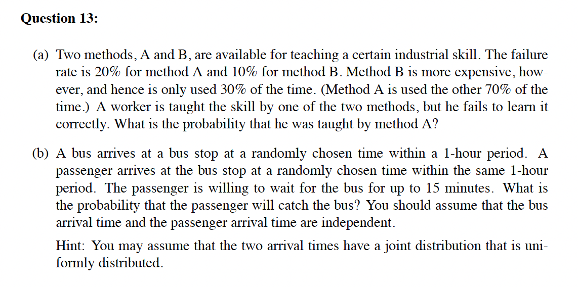 Solved (a) Two methods, A and B, are available for teaching | Chegg.com