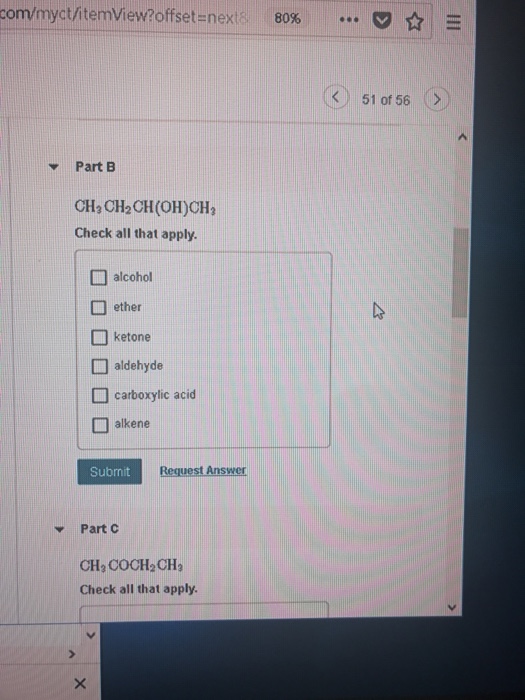 Solved 51 of 56 (> Part A CH2 CHCHO Check all that apply. | Chegg.com