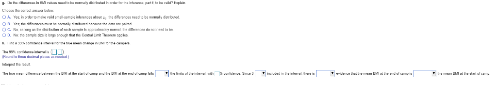 Solved ot camp. Summary statistics on BMI maasuraments are | Chegg.com