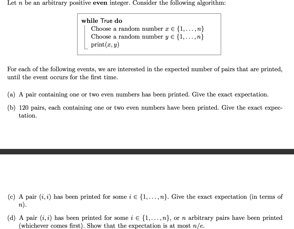 Let n be an arbitrary positive even integer. Consider | Chegg.com
