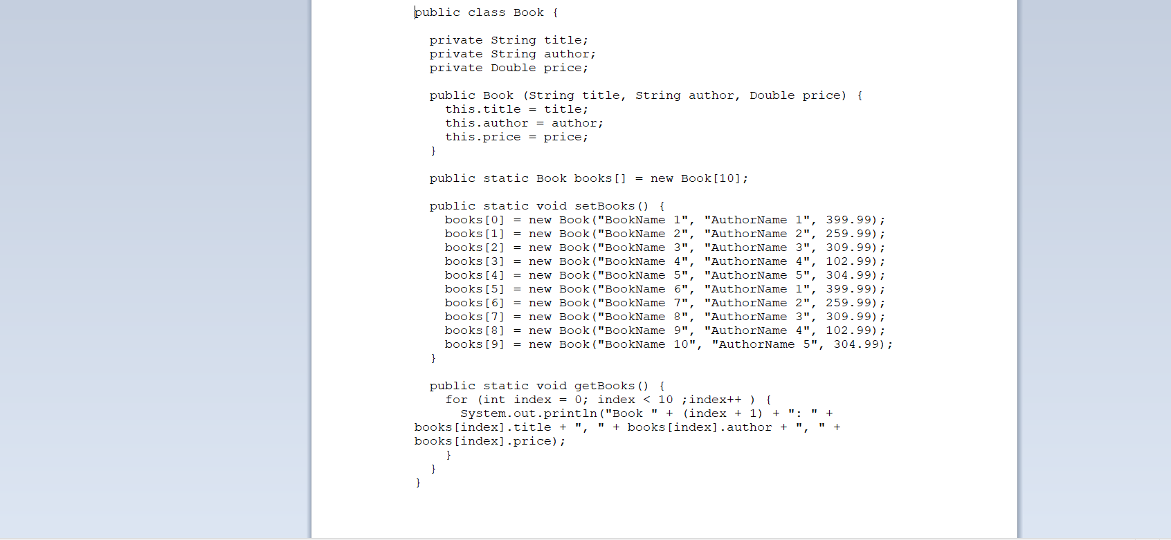 Solved Using book record from exercise 1, add implementation | Chegg.com