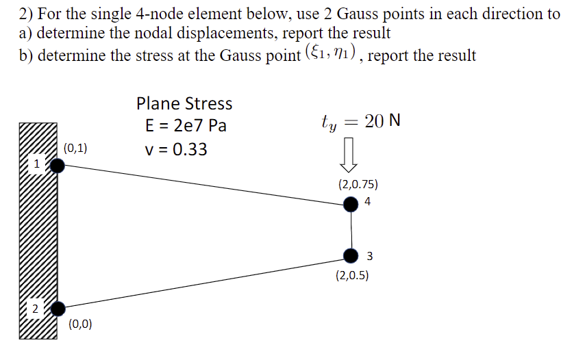 2) For the single 4-node element below, use 2 Gauss | Chegg.com