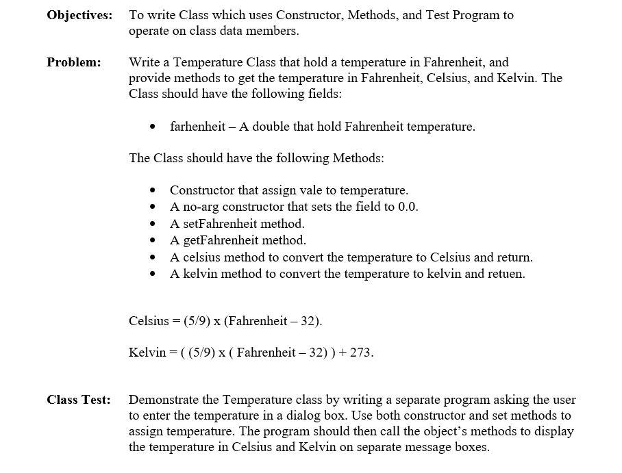 Solved Objectives To Write Class Which Uses Constructor 0831