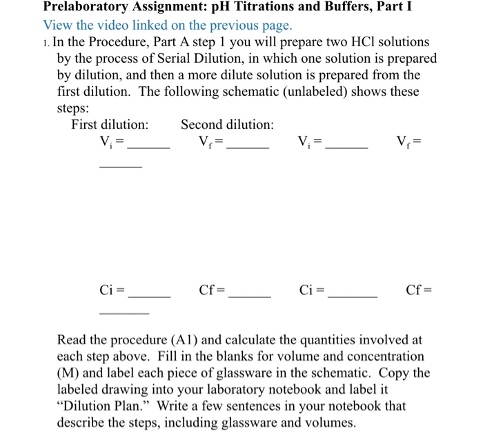 Prelaboratory Assignment: pH Titrations and Buffers, | Chegg.com