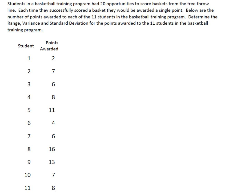 Solved Students in a basketball training program had 20 | Chegg.com