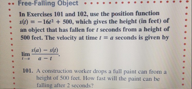 Solved Free-Falling Object.. In Exercises 101 and 102, use | Chegg.com