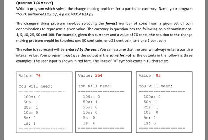 Solved Question 3 4 Marks Write A Program Which Solves The 6103