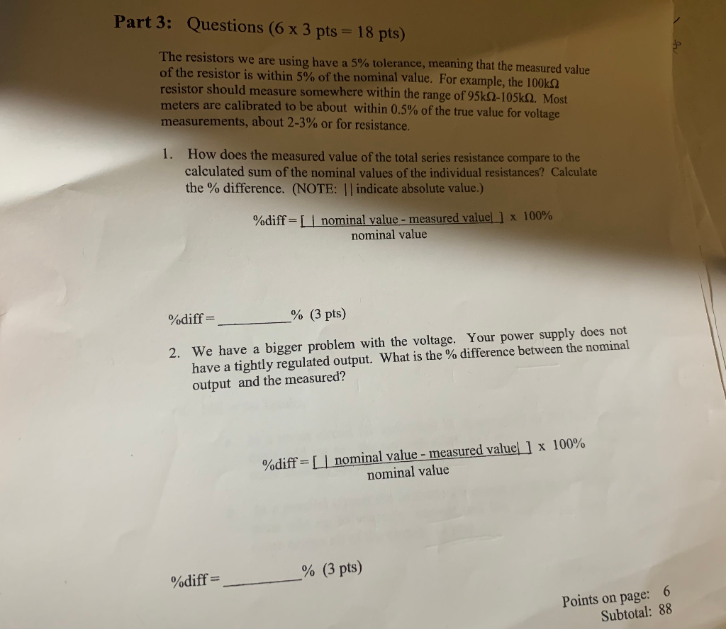 Solved Table #1: Series Circuit (20 x 2pts = 40pts) | Chegg.com