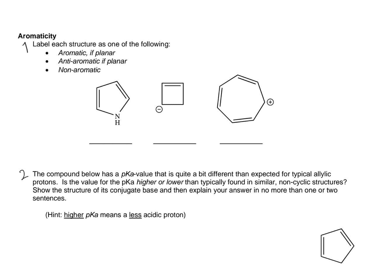 Solved Aromaticity 1 Label each structure as one of the | Chegg.com