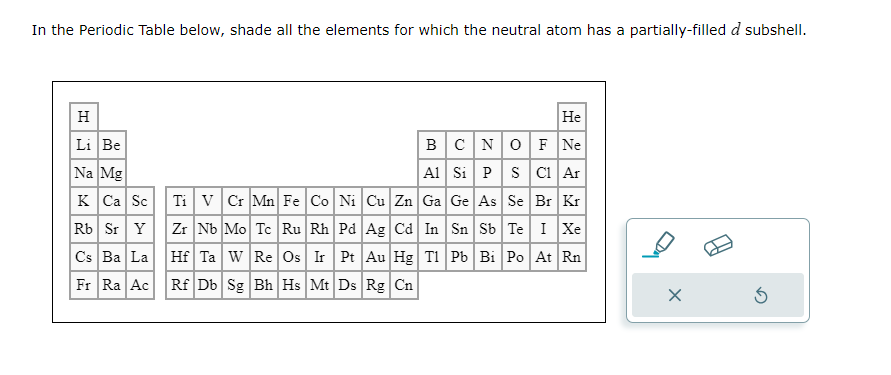 Solved In the Periodic Table below, shade all the elements | Chegg.com