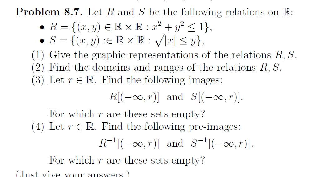 Solved Problem 8.7. Let R and S be the following relations | Chegg.com
