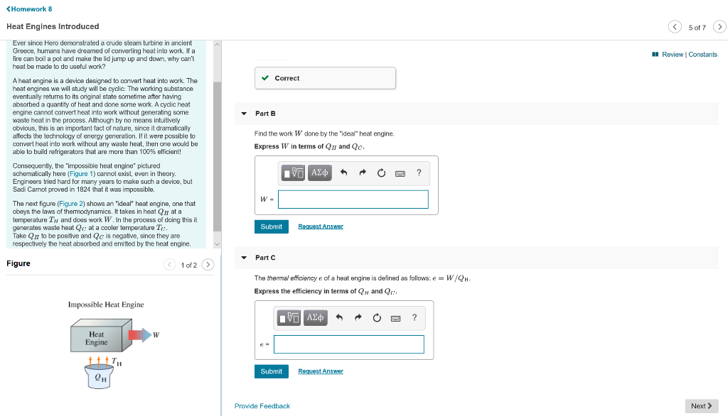 Solved Review Constants Correct Heat Engines Introduced | Chegg.com