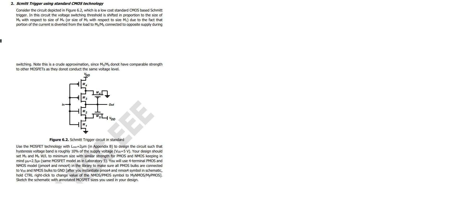 1 2. Scmitt Trigger using standard CMOS technology | Chegg.com