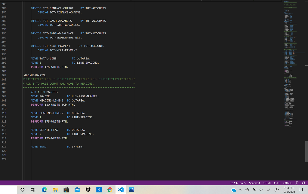 Solved My COBOL Program is having the report come | Chegg.com