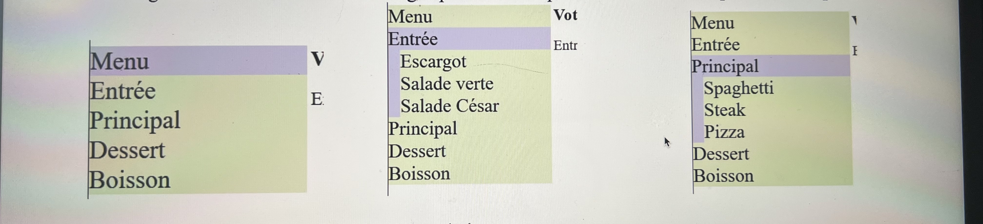 Solved HTML question:This is to display a menu with 4 | Chegg.com