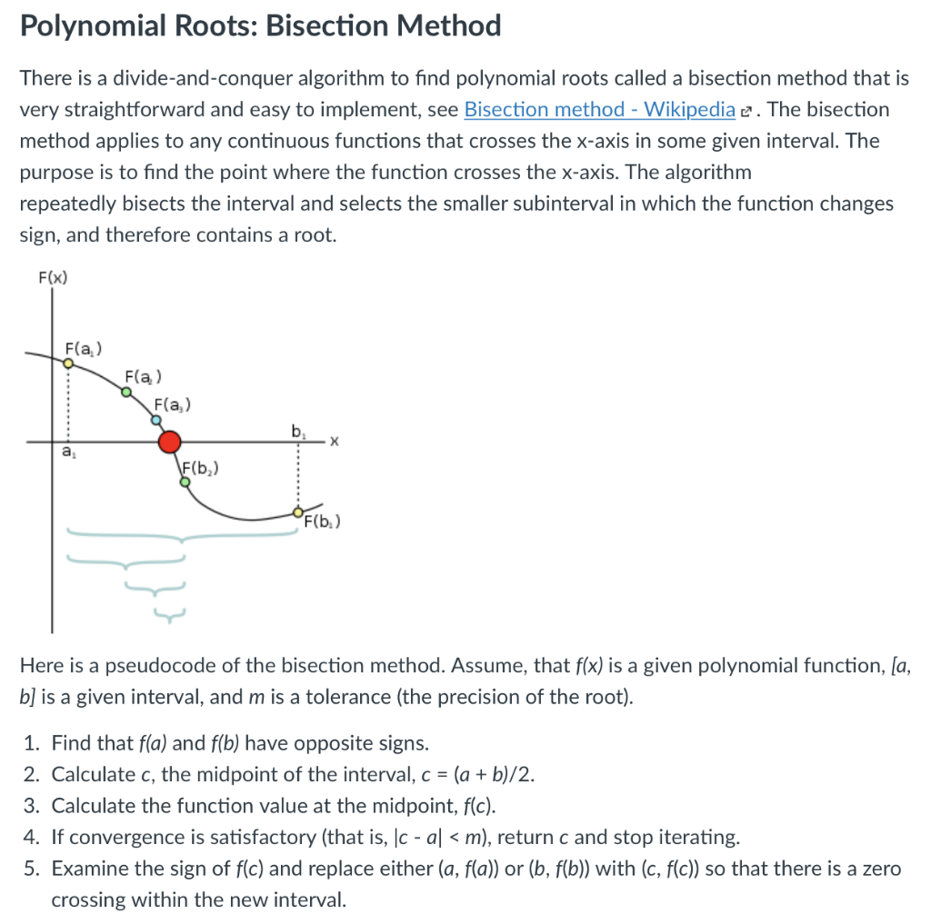 Solved Polynomial Roots: Bisection Method There is a | Chegg.com