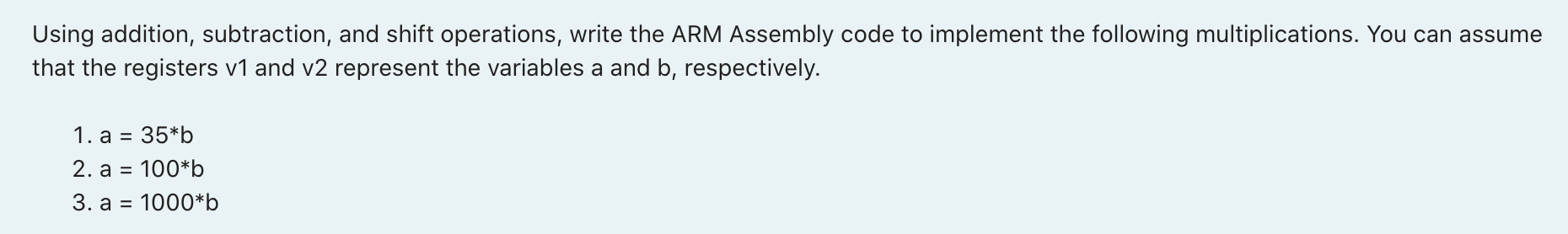 Solved Using addition, subtraction, and shift operations, | Chegg.com