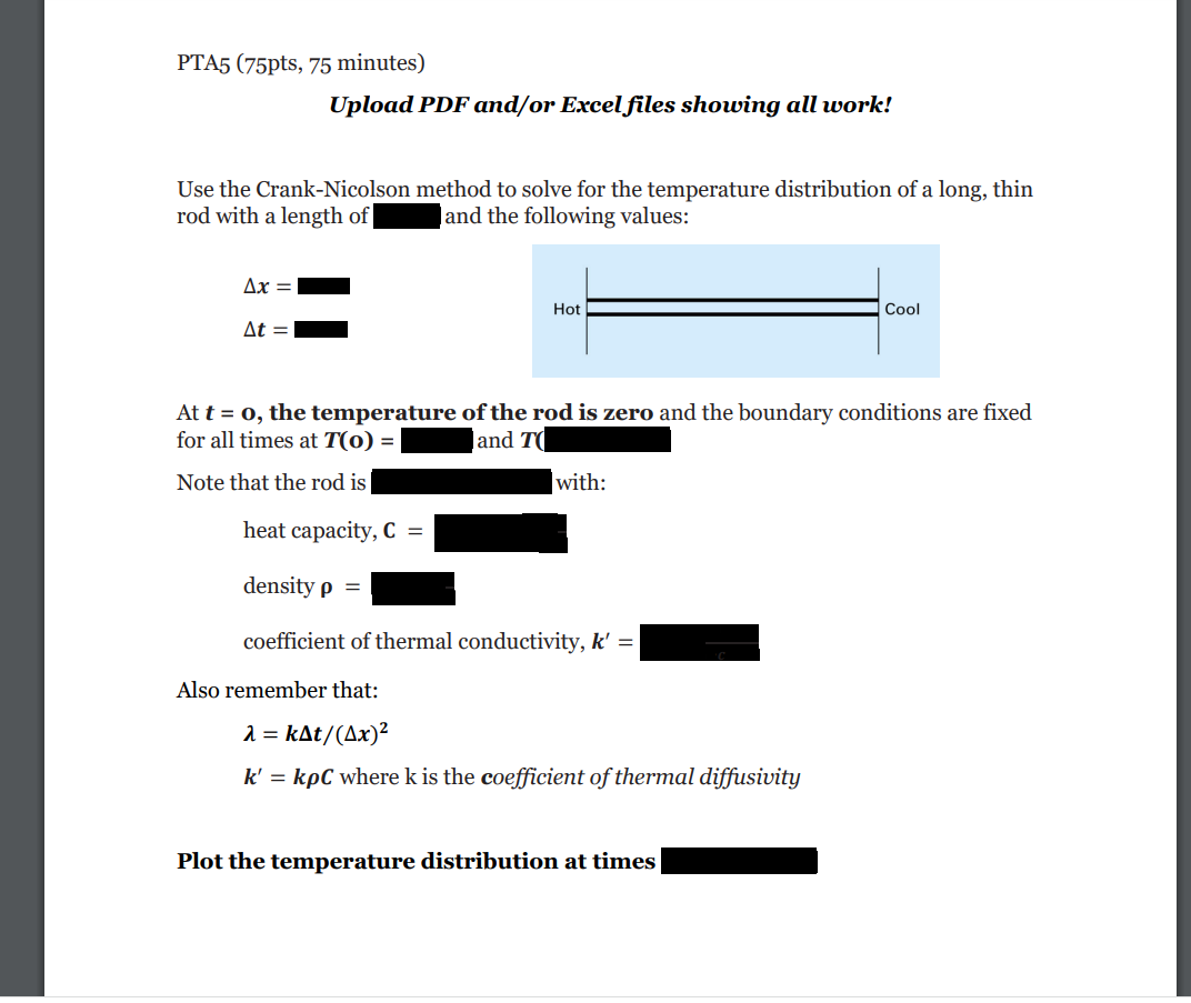 Solved Use the Crank-Nicolson method to solve for the | Chegg.com