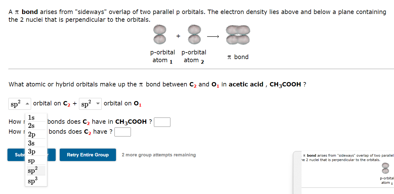 Solved A π bond arises from "sideways" overlap of two | Chegg.com
