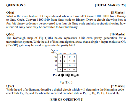 Solved Q3(a) [8 Marks] What is the main feature of Gray code | Chegg.com